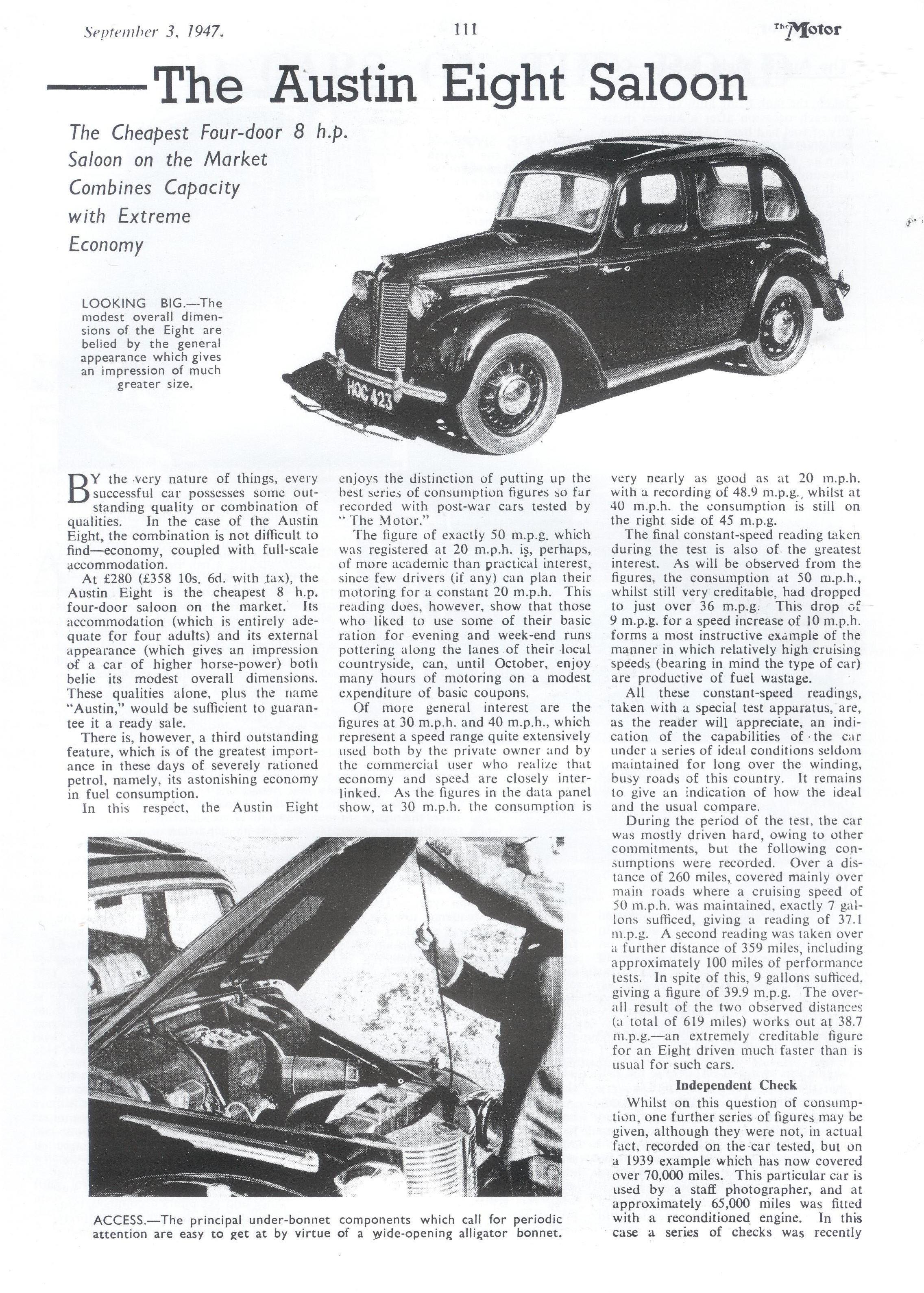 Austin 8 road tests
